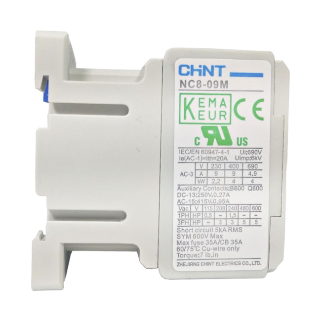 Contator Chint NC8-09M/22 9A 2NA 2NF
