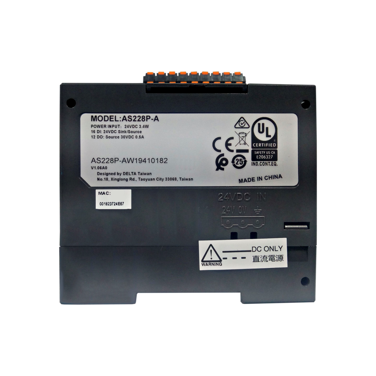 Controlador Lógico Programável Delta CLP AS228P-A 64k Steps com 16DI/12DO PNP