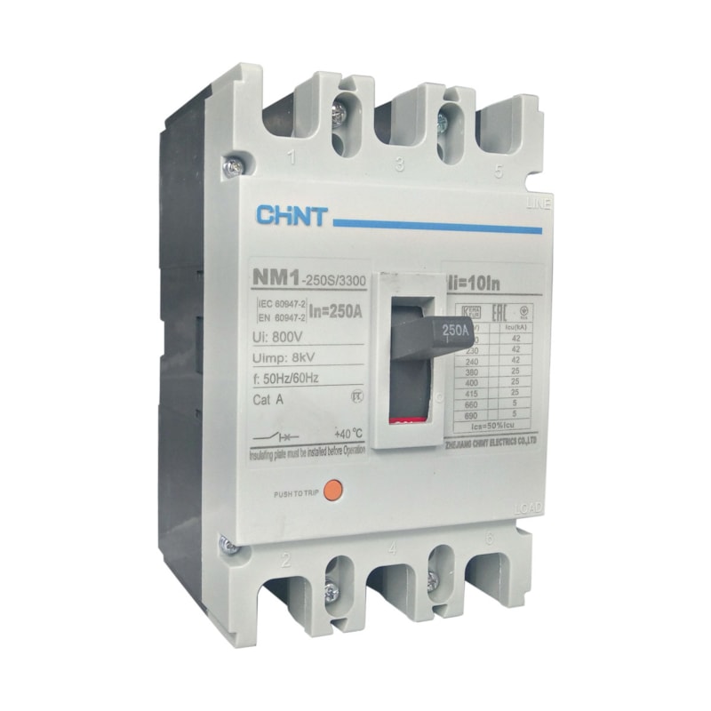 Disjuntor Caixa Moldada | 250A 800V 3 Polos | NM1-250S/3300 | Chint
