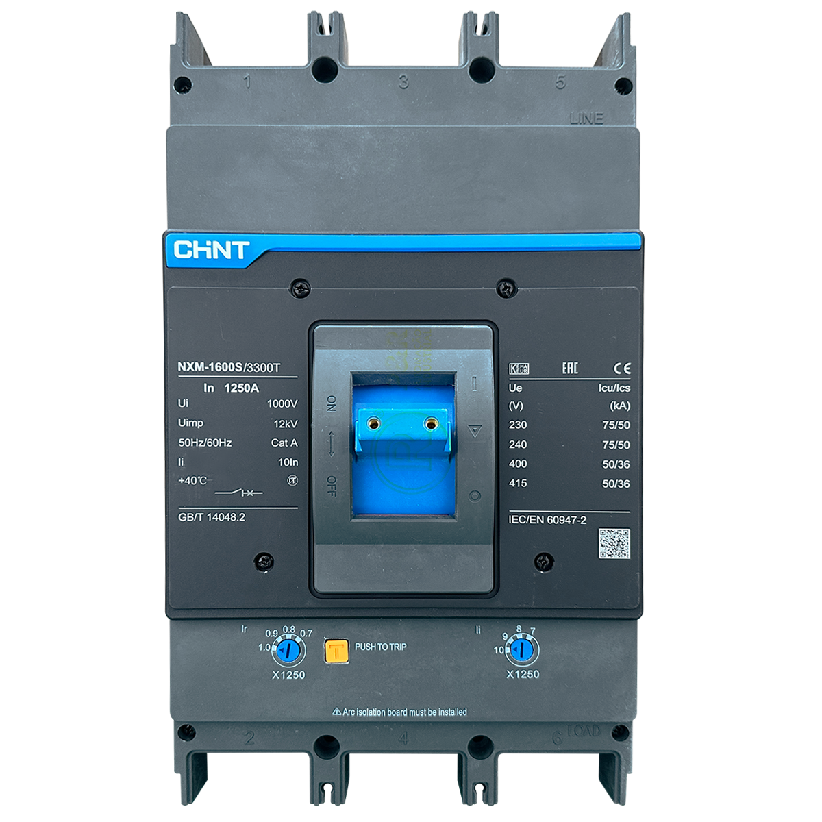 Disjuntor Caixa Moldada Chint 3P NXM-1600S/3300T 1250A - Proteção até 1000V