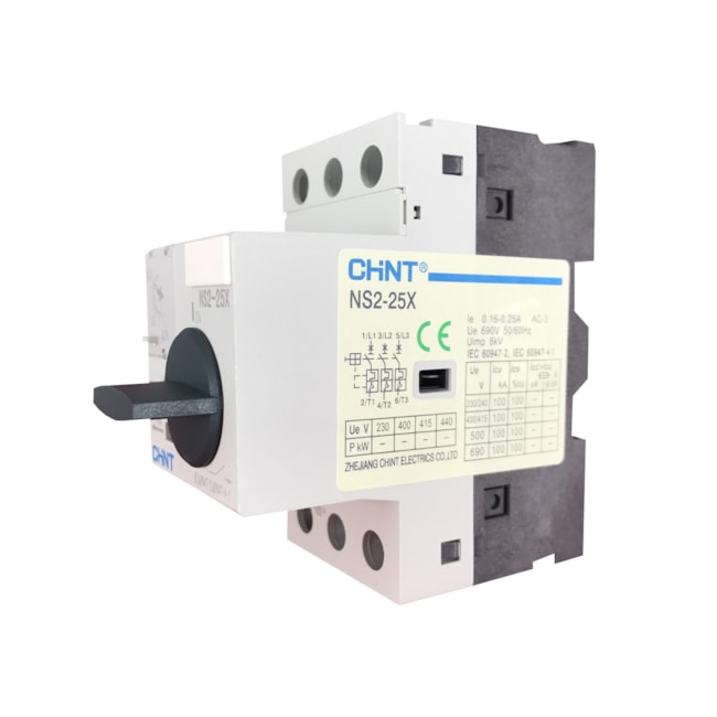 Disjuntor Motor 0,16A - 0,25A 690V 8kV Chint NS2-25X