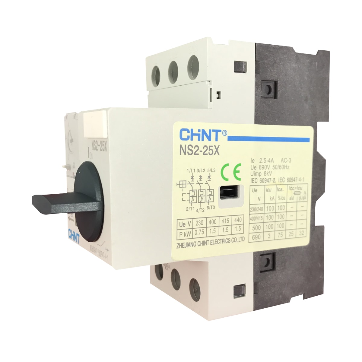 Disjuntor Motor 2,5A - 4A 690V 8kV Chint NS2-25X