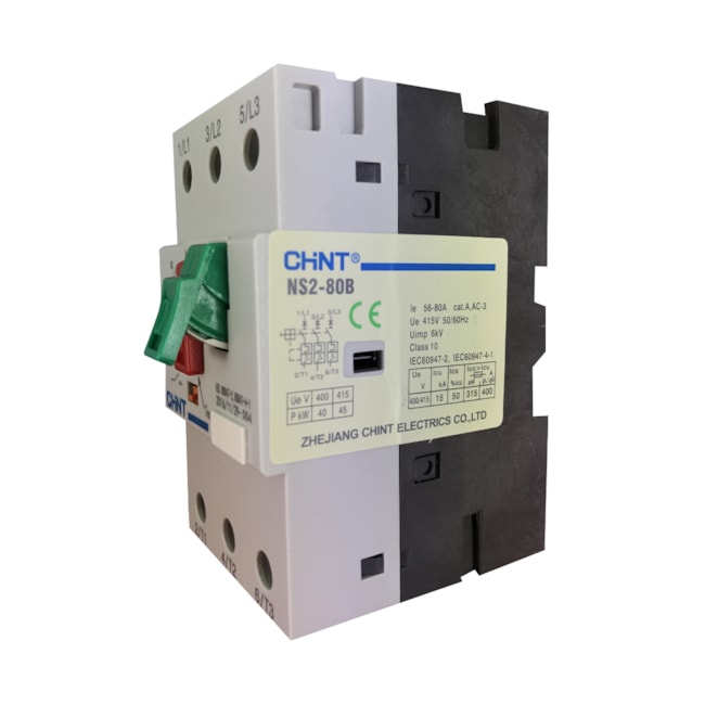Disjuntor Motor 56A - 80A 415V 6kV Chint NS2-80B