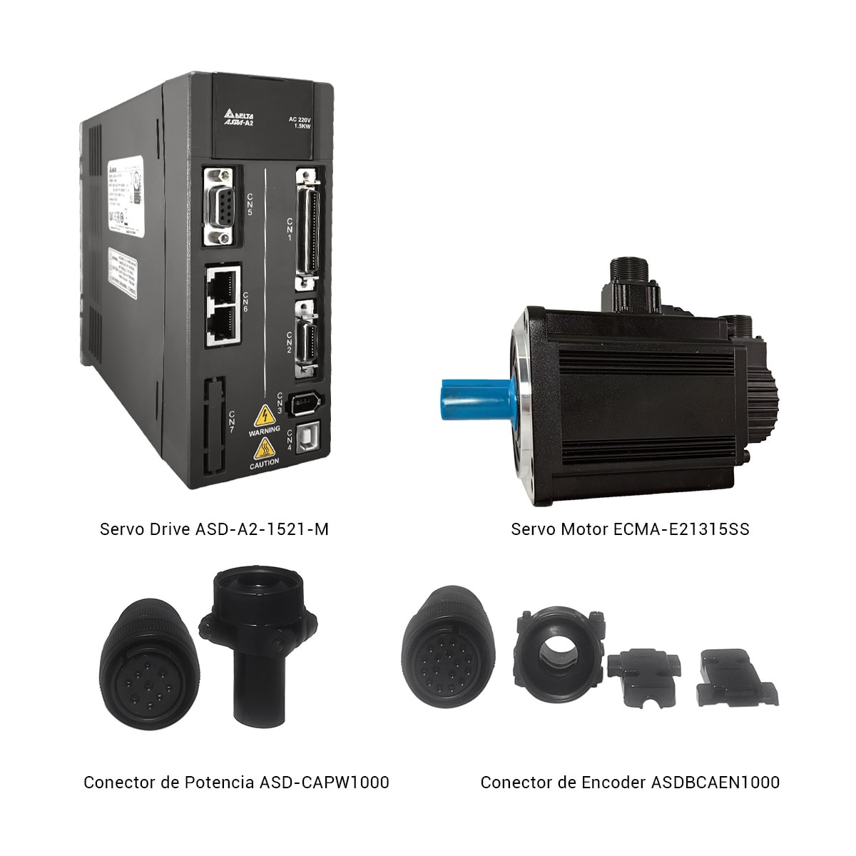 Kit Servo Acionamento A2 Delta 1,5kW 220V com freio 1 fases