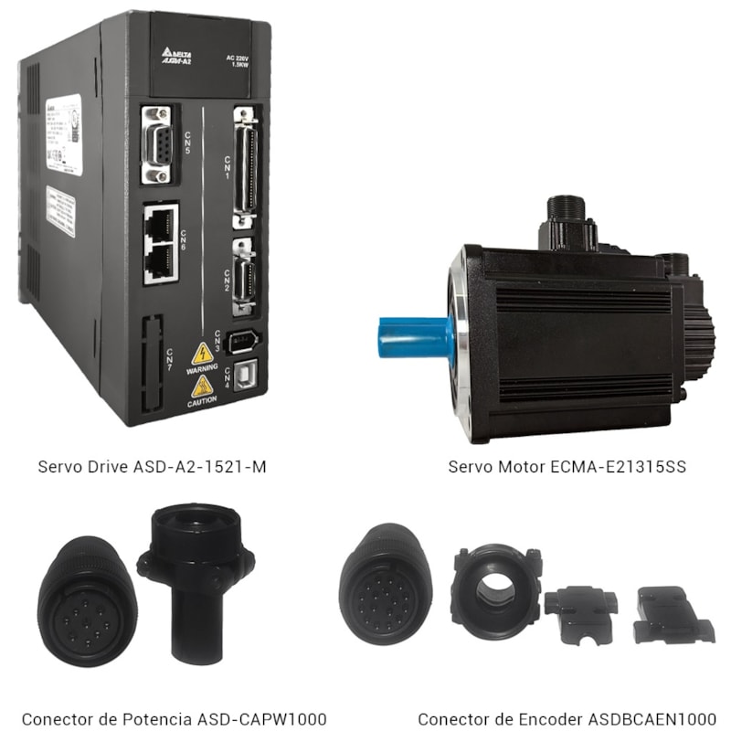 Kit Servo Acionamento A2 Delta 1,5kW 220V com freio 1 fases
