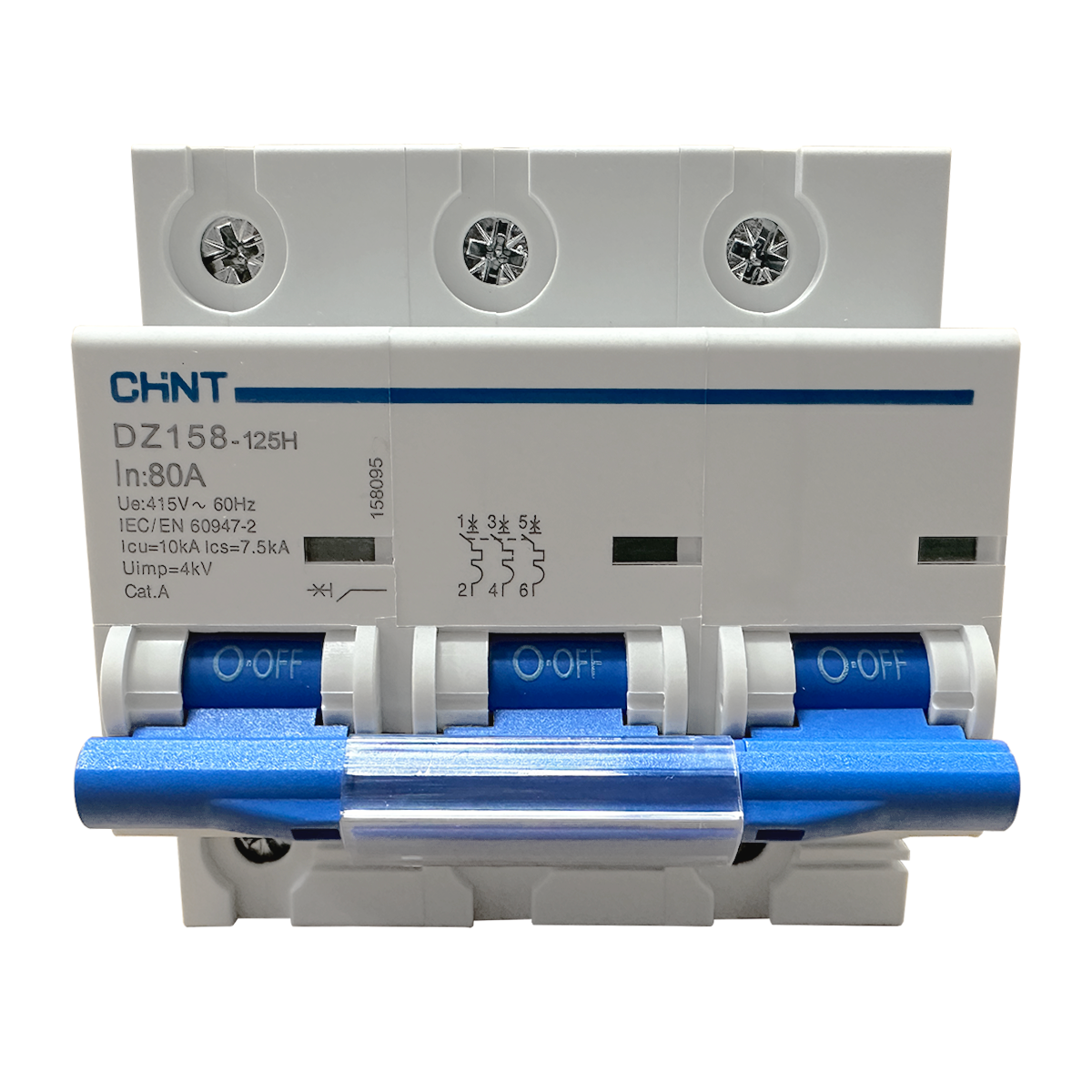 Mini Disjuntor Tripolar Chint 80A DZ158-125H 10kA 415V