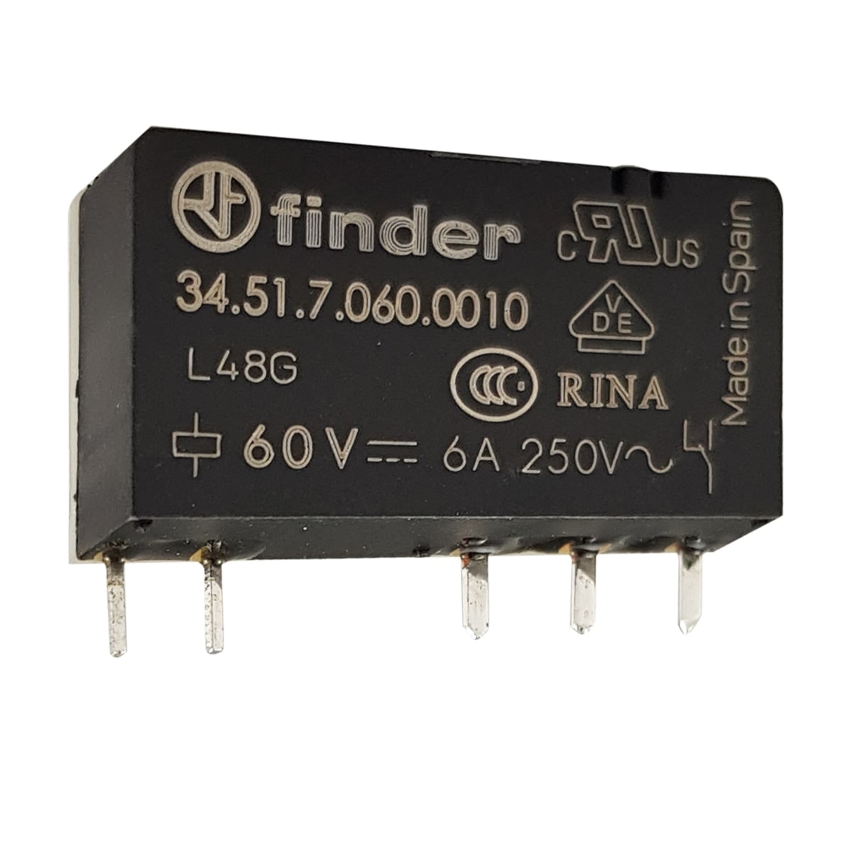 Relé Eletromecânico | 1 Reversível 6A 60V Compatível com a base da ...