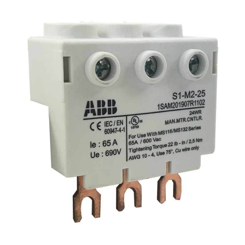 Terminal de Alimentação Trifásico | 690VAC/250VDC 65A | S1-M2-25 | ABB